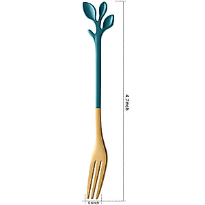 AnSaw 10-Piece Black & Gold Small Leaf Appetizer Forks Set - 4.7" Elegant Stainless Steel Fruit, Dessert, Cake & Salad Forks - Perfect for Cocktail Parties & Home Use