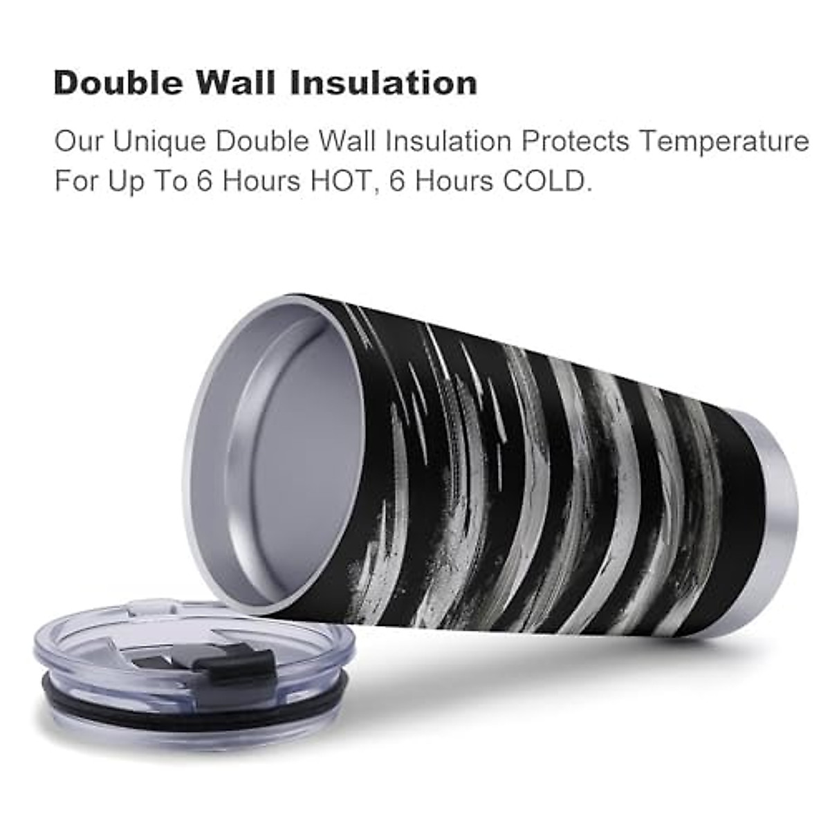 zxxpensy 20 Oz Tumbler Travel Cup American Flag Black & White Water Bottle, Stainless Steel Vacuum Insulated Coffee Mug with Straw Lid And Cleaning Brush