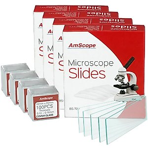 AmScope BS-72P-100S-22 72 Pieces of Pre-Cleaned Blank Microscope Slides (4 Count)