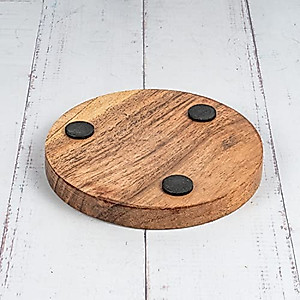 Samhita Acacia Wood Round Coasters Protection Tabletop ,Countertop and Surfaces from Water Marks or Damage | Home & Office Decor | Housewarming Gift (Set of 4) (4" x 4" X 0.5")