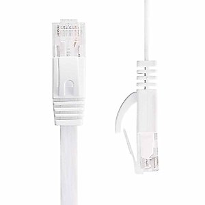 Cat 6 Ethernet Cable 15 ft, Outdoor&Indoor 10Gbps Support Cat7 Network, Flat Internet RJ45 LAN Patch Cords, Solid Cat6 High Speed Computer Wire with Clips for Router, Modem, PS4/5, Xbox, Gaming, White