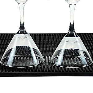 BARsics 18"x12" PVC Bar Service Mat for Cocktail Bartender (Black 2-Pack)
