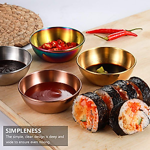 DOITOOL 4PCS Stainless Steel Sauce Dishes Round Sushi Dipping Bowls,Sushi Dipping Sauce Dishes Seasoning Dish Saucer Bowl Mini Appetizer Plate (Rose Gold,3.14X3.14X0.98inch)