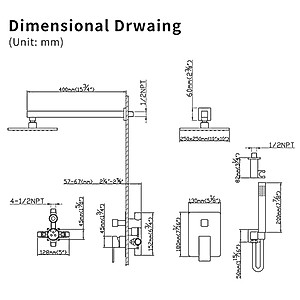 TapLong Brushed Nickel bathroom Luxury Shower System Wall Mounted Shower Faucet Set With High Pressure 10” Square Rain Shower Head and Handheld Shower Head(Rough-In Valve Body and Trim Include)