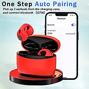 Mudtun Ear Clips Ear Buds, Clip on Headphones Ear Clip Bone Conduction Headphones Open Ear Earbuds for Small Ear Canals, Mini Light-Weight Clip on Earbuds for Sports Running Cycling Workout, Red
