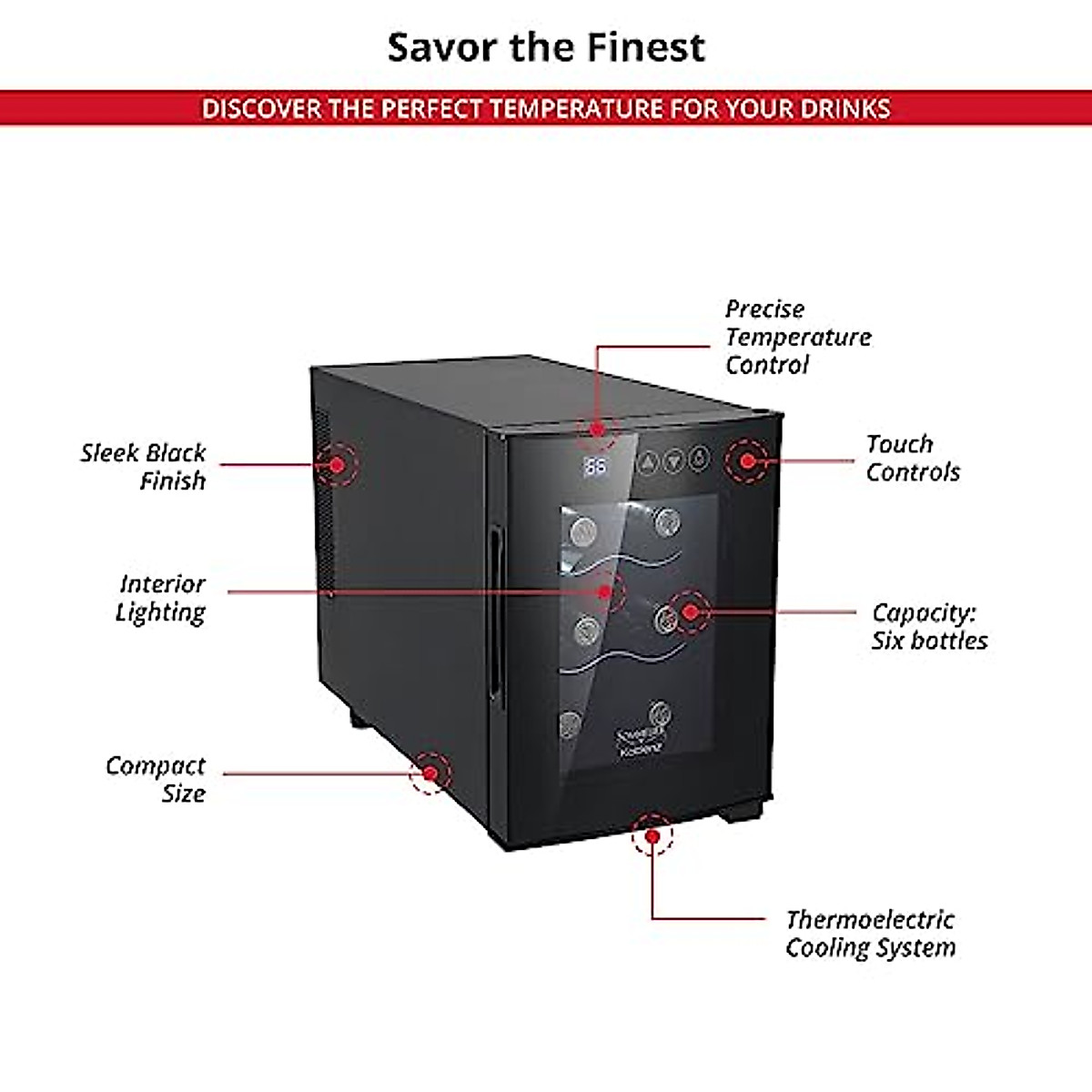 Koblenz 18-Bottle Free Standing Single Zone Fridge and Chiller Wine Cooler, Black