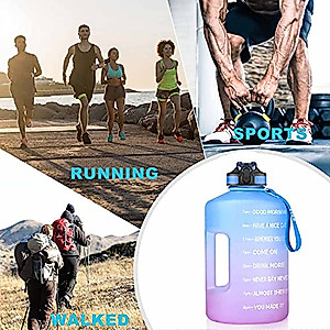 ETDW Gallon Water Bottle with Straw and Time Marker, 74oz BPA Free Gym Water Jug with Handle, LeakProof Pop Up Drinking Bottle for Fitness,Gym and Outdoor Sports