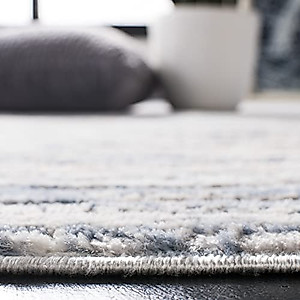 SAFAVIEH Amelia Collection Area Rug - 8' x 10', Ivory & Blue, Modern Abstract Design, Non-Shedding & Easy Care, Ideal for High Traffic Areas in Living Room, Bedroom (ALA768A)