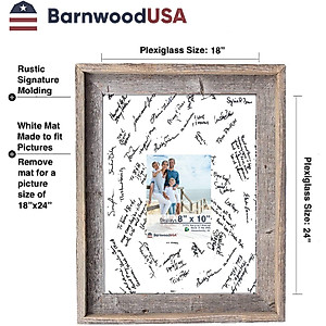 BarnwoodUSA 18x24 Wedding Guest Signature Frame | Displays 8x10 Photo with White Mat for Autographs | Wedding, Graduations, Birthday, Retirement |Commemorate Events with Guest Signatures & Messages