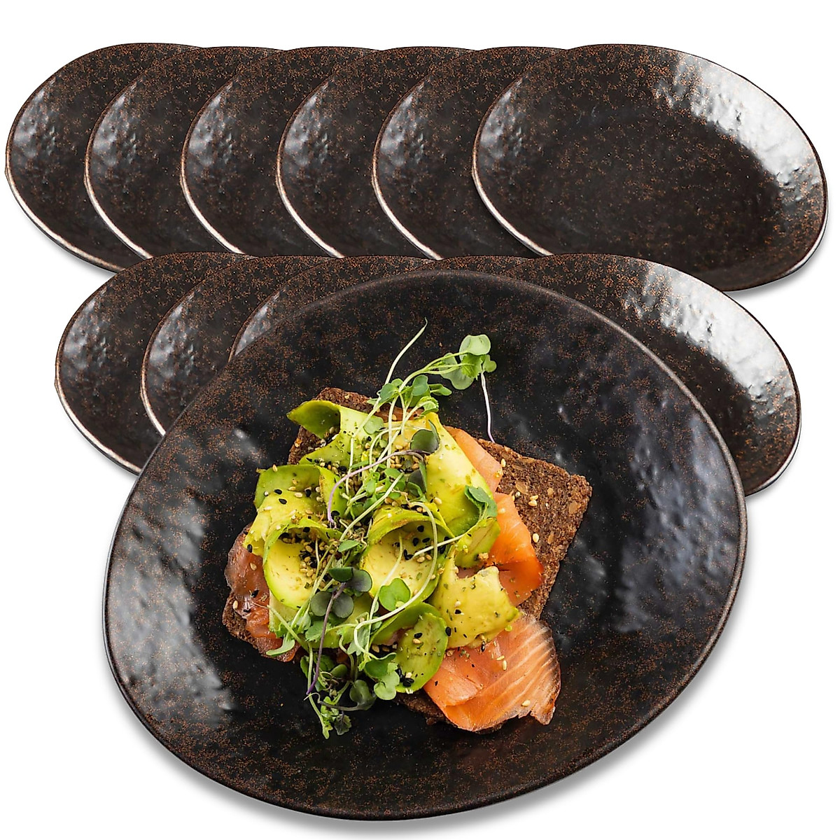 TableCraft 11517 Lunara Collection Serving Plate, 7" x 6" x .875", Melamine, Brown, 12 Each per case