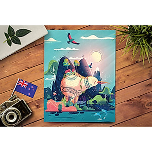 8x10 Kiwi Nursery Art Print New Zealand Art Whimsical Print Fantasy Folk Nature Design Colorful Travel Tropical Art Mountain Hiking Bird Illustration Kids Bedroom Decor Studio Ghibli Art Cute Wall Art