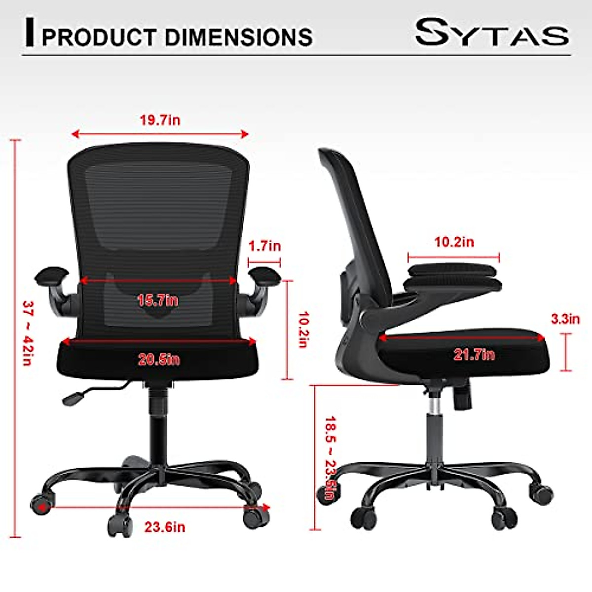 Sytas Ergonomic Mesh Office Chair, Home Office Desk Chairs Ergonomic, Computer Chair Adjustable Lumbar Support