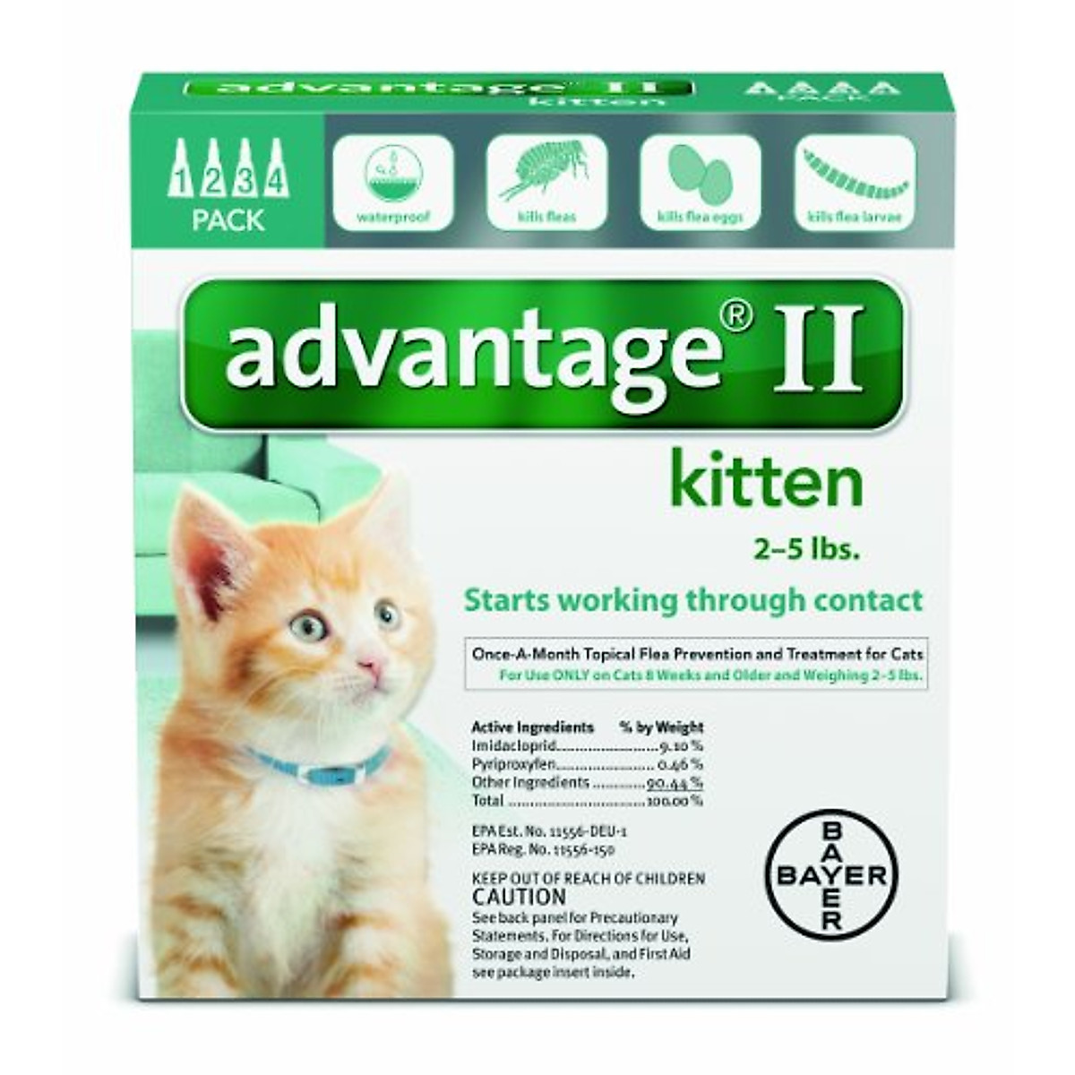 Advantage II 4pk Kitten Under 5lbs