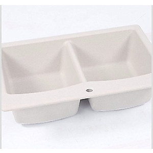 Franke ELG62D91-LIN Ellipse 33-in x 22-in Linen Double-Basin Composite Drop-in or Undermount 4-Hole Commercial Kitchen Sink, inch x inch x 9-inch deep