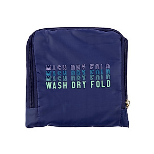 Miamica Wash, Dry, Fold, Repeat Laundry Bag, Navy/Multi, 21" x 22"