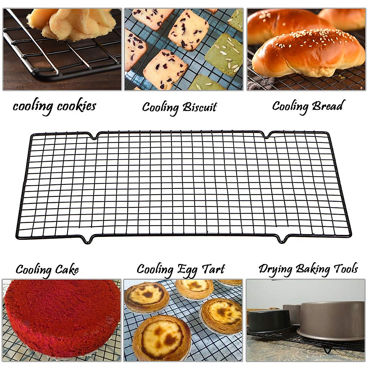 OwnMy Set of 2 Baking Cooling Rack, 10” x 16” Non-Stick Heavy Duty Wire Oven Safe Cooling Rack for Roasting and Baking
