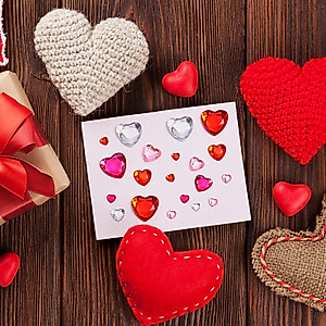 516 Pieces Acrylic Heart Gems Rhinestone Sticker Heart Crystal Gems Sticker Self-Adhesive Rhinestone Sticker Flat Back Heart Rhinestones for Wedding Decoration DIY Crafts Jewelry Making