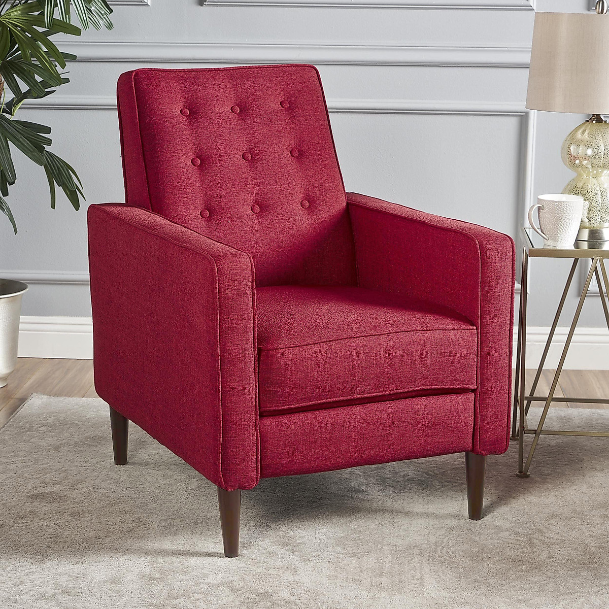 Christopher Knight Home GDFStudio Mason Mid-Century Modern Tuft Back Recliner (Qty of 1, Fabric/Red).