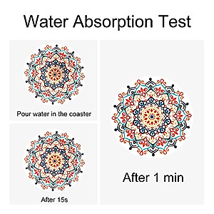 Coasters for Drinks with Holder Beautiful Flower Ceramic Coasters 4 Inch Round Absorbent Drink Coasters with Cork Base Set of 6 for Kinds of Cups, Wooden Table, Table Protection, Housewarming Gifts