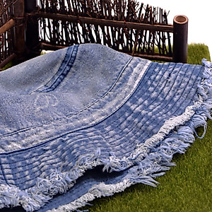 BLUEGLORY Cotton Breathable Denim Distressed Bucket Hat, Sun Hat, Hat for Men and Women (BLUL)