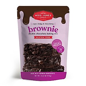 Miss Jones Gluten-Free Baking Brownie Mix - More Chocolate Chips, Guilt Free Brownie Mix, Naturally Sweetened Desserts & Treats, 14.67 Ounce (Pack of 1)
