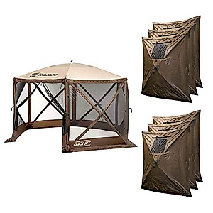 CLAM Quick-Set Escape 11.5 x 11.5 Ft Portable Pop Up Camping Outdoor Gazebo Screen Tent Canopy Shelter & Carry Bag with 6 Wind & Sun Panels Accessory