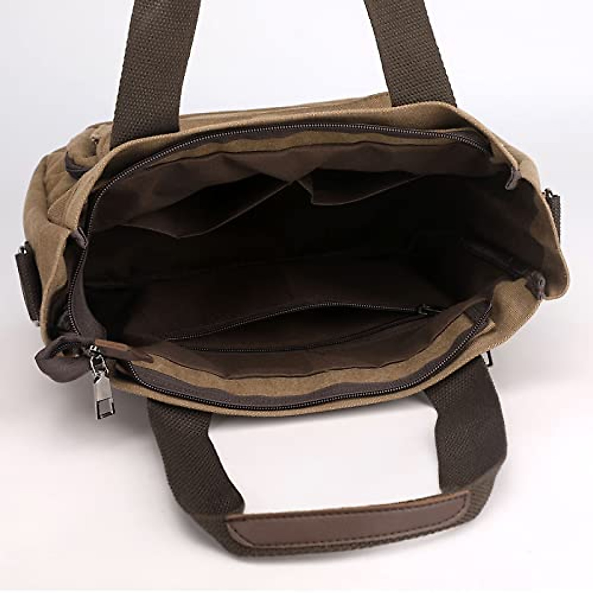 Ashioup Women's Canvas Tote Purse Shoulder Bag Retro Handbag Crossbody Bag Multi-pocket Top Handle Work Bag