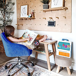 CAELUM Cute Desk Chair for Teen Girl Kids, Home Office Computer Desk Chairs with Wheels and Arms, Comfy Velvet Fabric Swivel Rolling Task Chair Vanity Chair for Makeup Room, Bedroom, Living Room