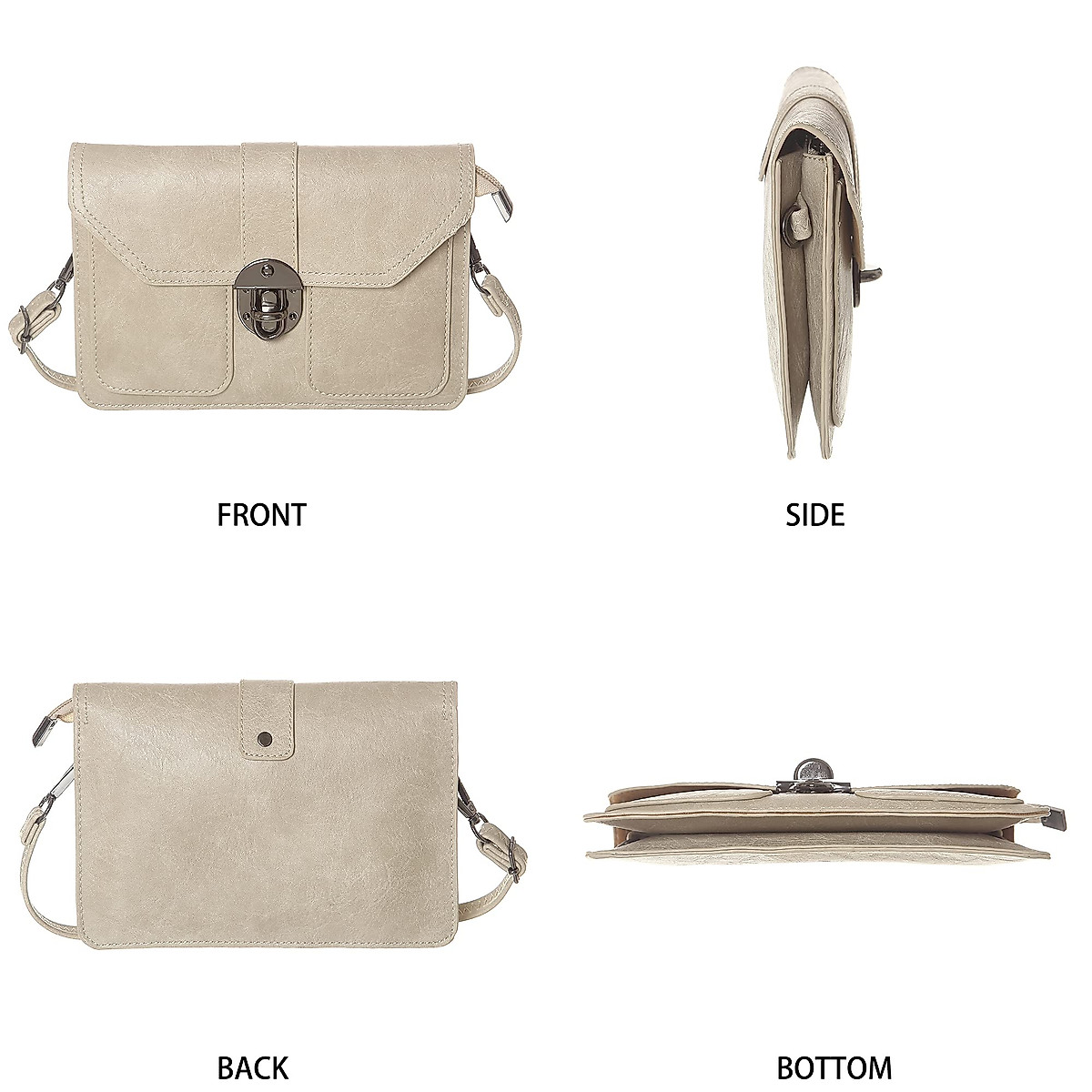 TENXITER Small Purses for Women Vegan Leather Crossbody Cell Phone Bags Wallet (Beige)