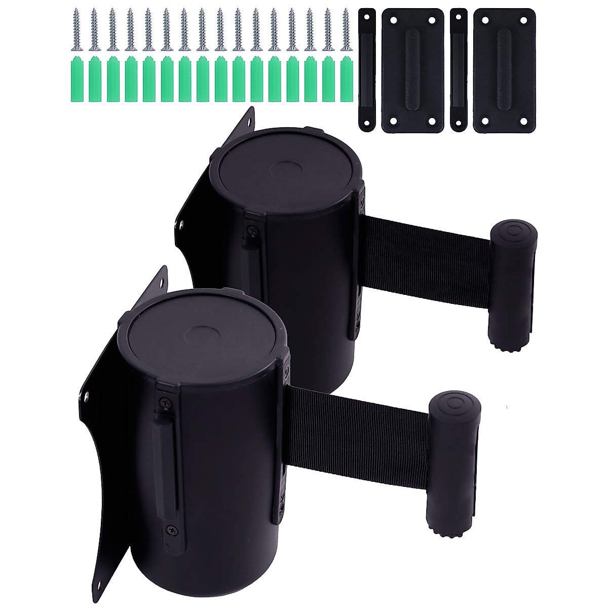 Wall Mount Retractable Belt Barrier 2 Pack, CRAFTFORCE Fixed Retractable Belt Barrier with Steel Case 16' Yellow Belt with "Caution: DO NOT Enter" for Grocery, Retail Store, Office, Stadium, School