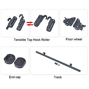 Black Tensible Hook on Rolling Library Ladder Hardware Home Office Library Barn Style Sliding Ladder Hardware Kit Round Track/Rail(No Ladder), Floor Roller with Brake (Size : 13ft/400cm Track kit)