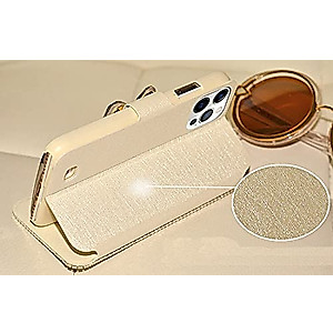 Bonitec iPhone 14 Pro Max Wallet Case - Women's Glitter Bowknot Diamond Rhinestone Flip Stand with Card Slot