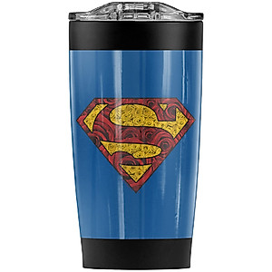 Logovision Superman Rosey Shield Stainless Steel Tumbler 20 oz Coffee Travel Mug/Cup, Vacuum Insulated & Double Wall with Leakproof Sliding Lid | Great for Hot Drinks and Cold Beverages