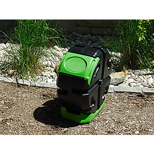 FCMP Outdoor Half Size Rolling 19-Gallon Single Chamber Batch Tumbling Composter - Outdoor Rotating Garden Compost Bin, Black & Green