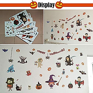 Happy Halloween Stickers Kids Bedroom Decor Indoor Outdoor Removable Wall Decals Window Art Decoration Vinyl Witch Bat Spider Vampire for Boys Girls Room