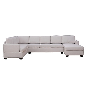 RUNNA U-Shape Upholstered Large Sectional Sofa,Extra Wide Chaise Lounge Couch,for Apartment Living Room Furniture (Beige@N)