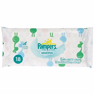 Pampers Sensitive Wipes Convenience Pack 18 Count (Pack of 24)