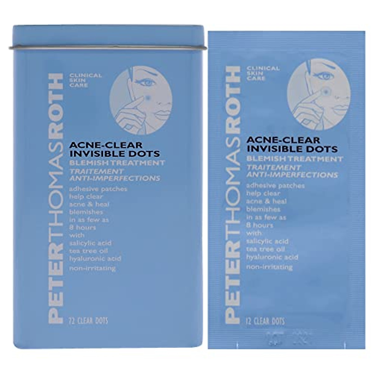 Peter Thomas Roth | Acne-Clear Invisible Dots | Blemish Treatment, Salicylic Acid Pimple Patches, Helps Reduce the Look of Blemishes in 8 Hours, Two Patch Sizes