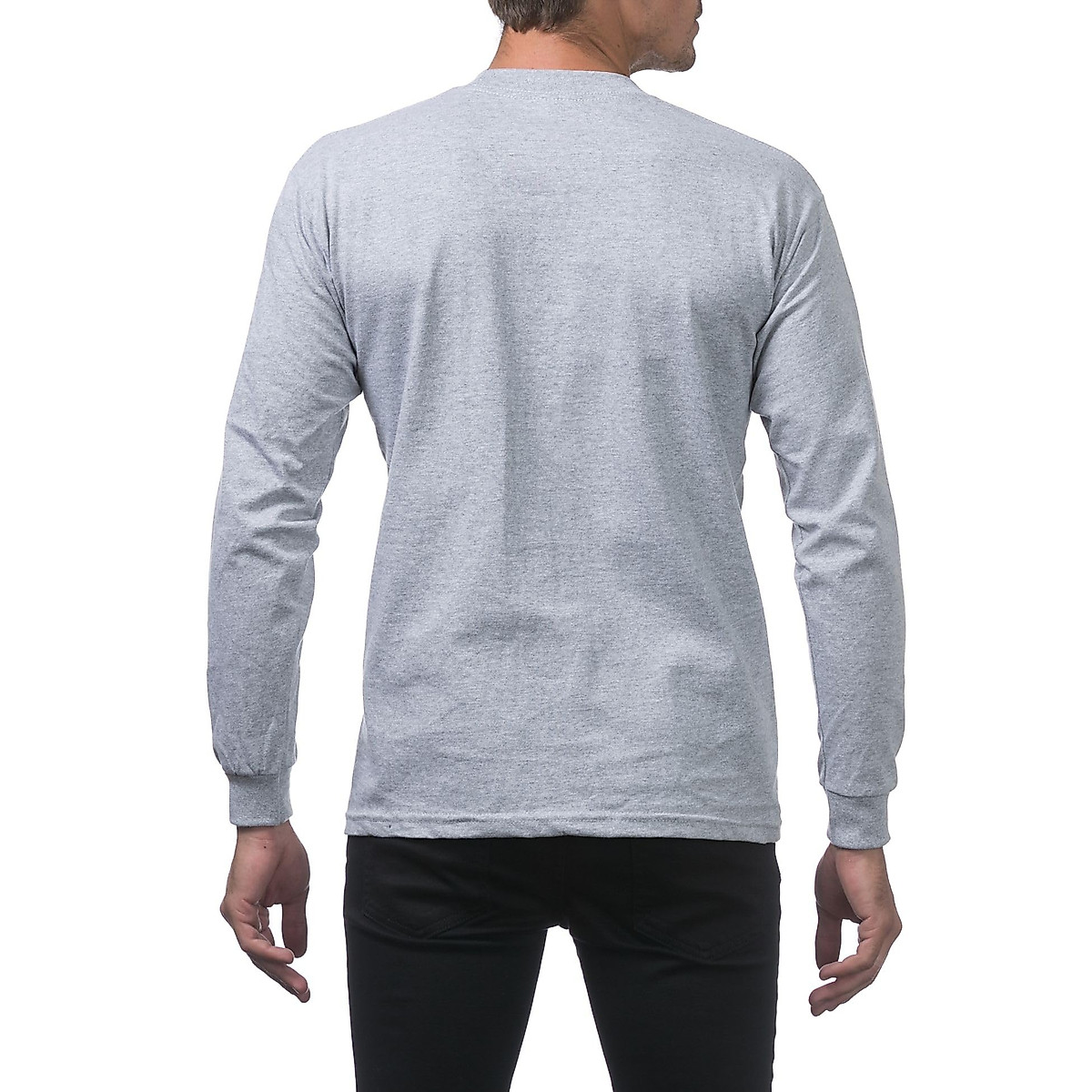 Pro Club Men's Heavyweight Cotton Long Sleeve Crew Neck T-Shirt, Heather Gray, 2X-Large