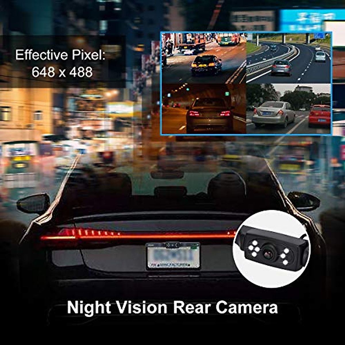 Backup Camera for Car Rear View, Lychee HD Night Vision Reversing Camera 7 LED Waterproof 120° Wide View