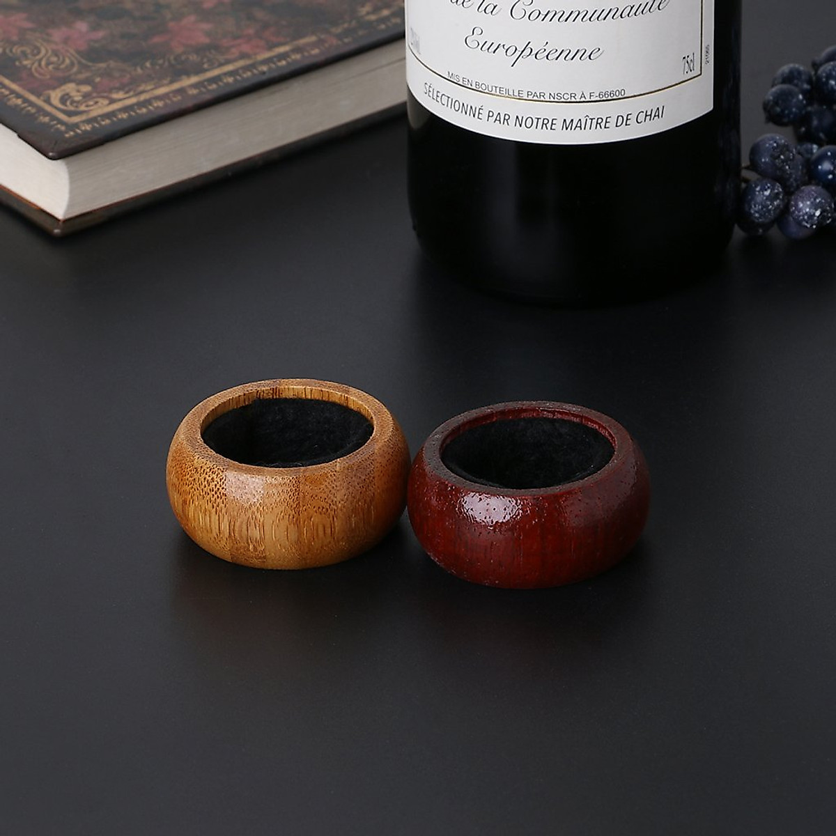 XISAOK Wine Bottle Collar - Wooden Red Wine Bottle Drip Collar - Stop Drips Ring Home Bar Accessories