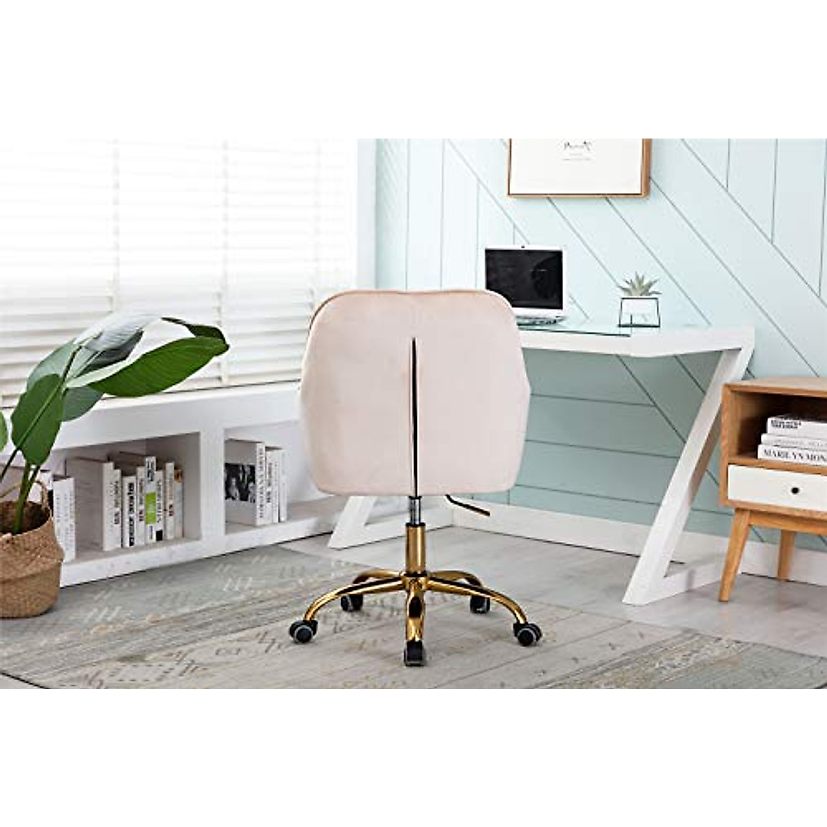 Gecheer Velvet Swivel Shell Chair for Living Room,Office Chair, Modern Leisure Arm Chair Beige