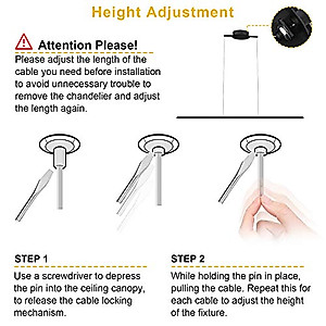 Zicbol Kitchen Island Pendant Lighting 40.94 Inch Linear Light Fixture Chandelier 16W 3000K Warm Light Dimmable LED Hanging Light Fixture for Dining Room, Kitchen, Breakfast Bar, Living Room Black