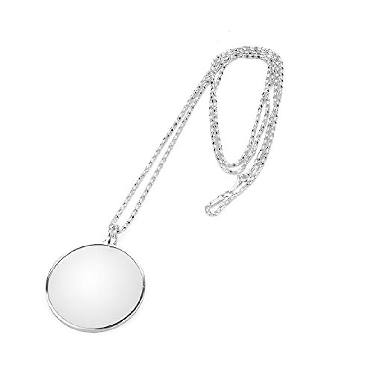 Hanging Magnifier, Portable 5X Magnifier Monocle Lens with Hanging Necklace for Reading Crafts Needlework Jewelry Hobbies(Silver)