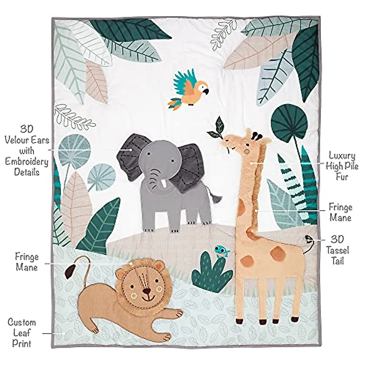Lambs & Ivy Jungle Friends 5-Piece Safari Animals Nursery Baby Crib Bedding Set