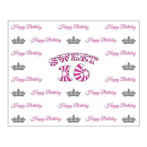 BannerBuzz Happy Birthday Sweet 16 Step and Repeat Banner, Print only, 11 oz. PVC Flex , 720 DPI Eco-Solvent Printing, for Events and Parties, Photography Background (8'W x 10'H)