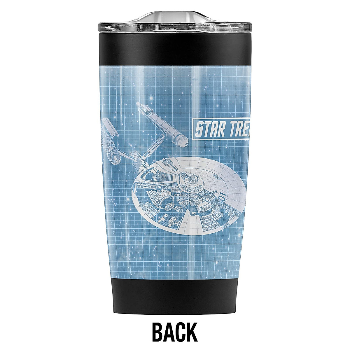 LOGOVISION Star Trek Enterprise Blueprint Stainless Steel Tumbler 20 oz Coffee Travel Mug/Cup, Vacuum Insulated & Double Wall with Leakproof Sliding Lid | Great for Hot Drinks and Cold Beverages