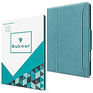 BuKoor iPad Pro 12.9 inch Case 6th/5th/4th/3rd Generation with Apple Pencil Holder, PU Leather Folio Smart Stand Magnetic Clasp Shockproof Cover for iPad Pro 12.9 2022/2021/2020/2018(Tempo Green)