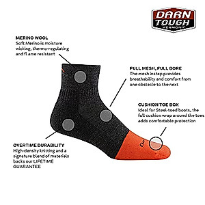 Darn Tough Men's1/4 Steely Midweight Sock with Cushion & Full Cush Toe Box - Graphite X-Large