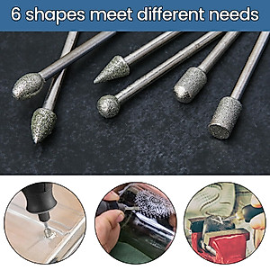 Diamond Burr Set for Dremel, Rotary Tool Grinding Cutting Wheel Stone Glass Tile Jewelry Engraving Rock Etching Masonry 1/8” Die Grinder Carving Cutter Metal Engraver Kit - 32pc Set